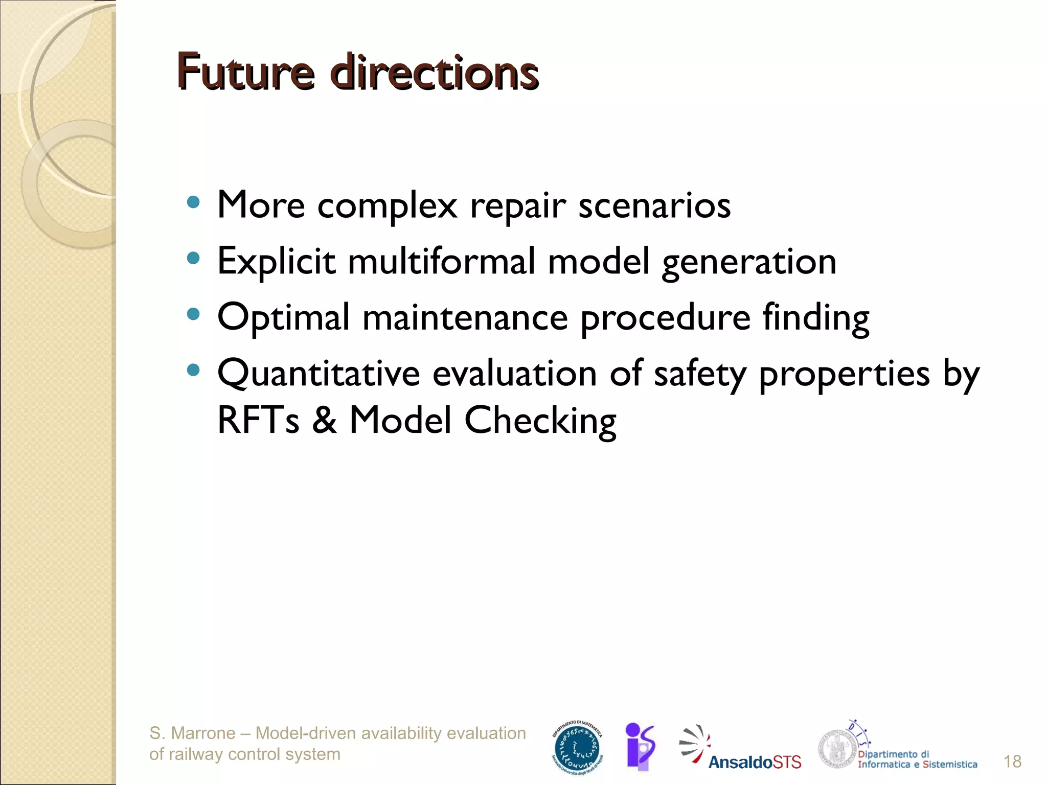 Model Driven Availability Evaluation Of Railway Control Systems Ppt