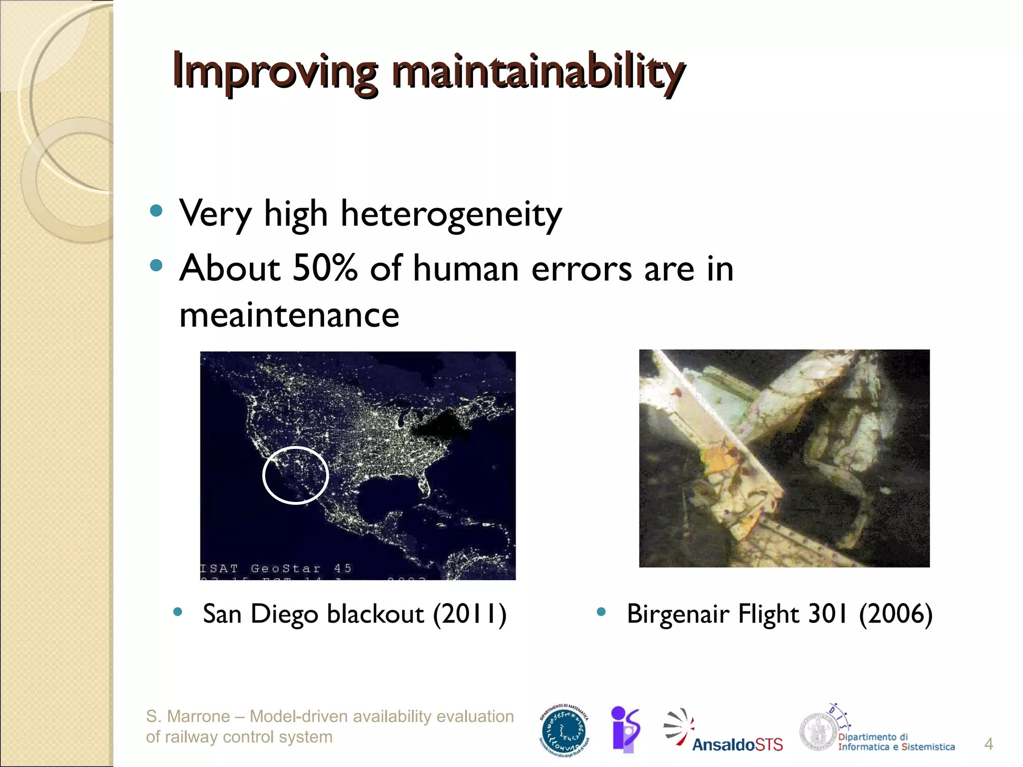 Model Driven Availability Evaluation Of Railway Control Systems Ppt