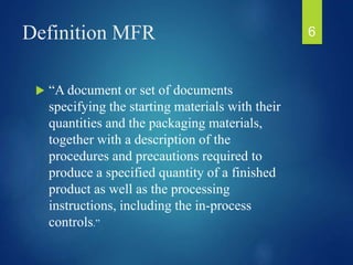 REGULATORY AFFAIRS & MASTER FORMULA RECORD | PPTX