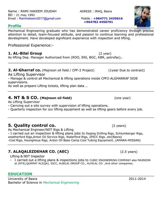 Rami lifting & hoisting supervisor cv | PDF