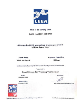 Rami lifting & hoisting supervisor cv | PDF