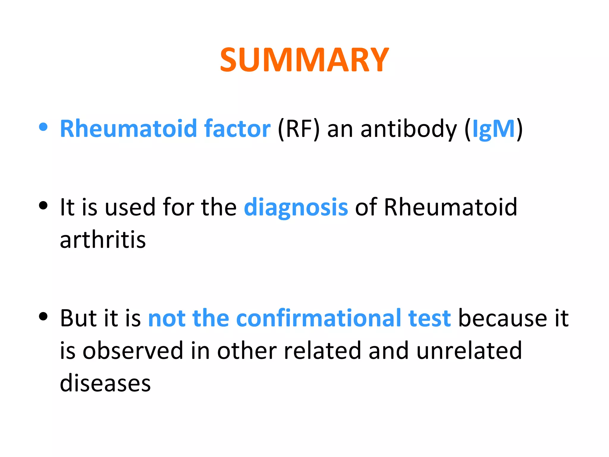 Rheumatoid Factor and Its Diagnositc Significance | PPT