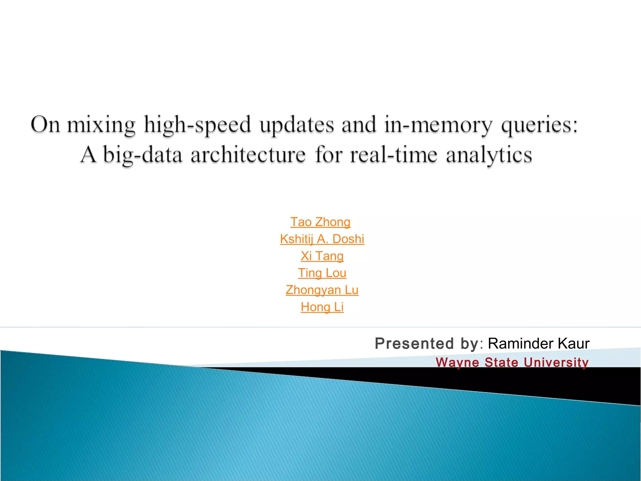 A big-data architecture for real-time analytics | PPT