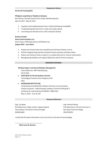 Ramirez, mark laren m. cv updated 07.13.2016- | PDF | Databases | Computer Software and Applications