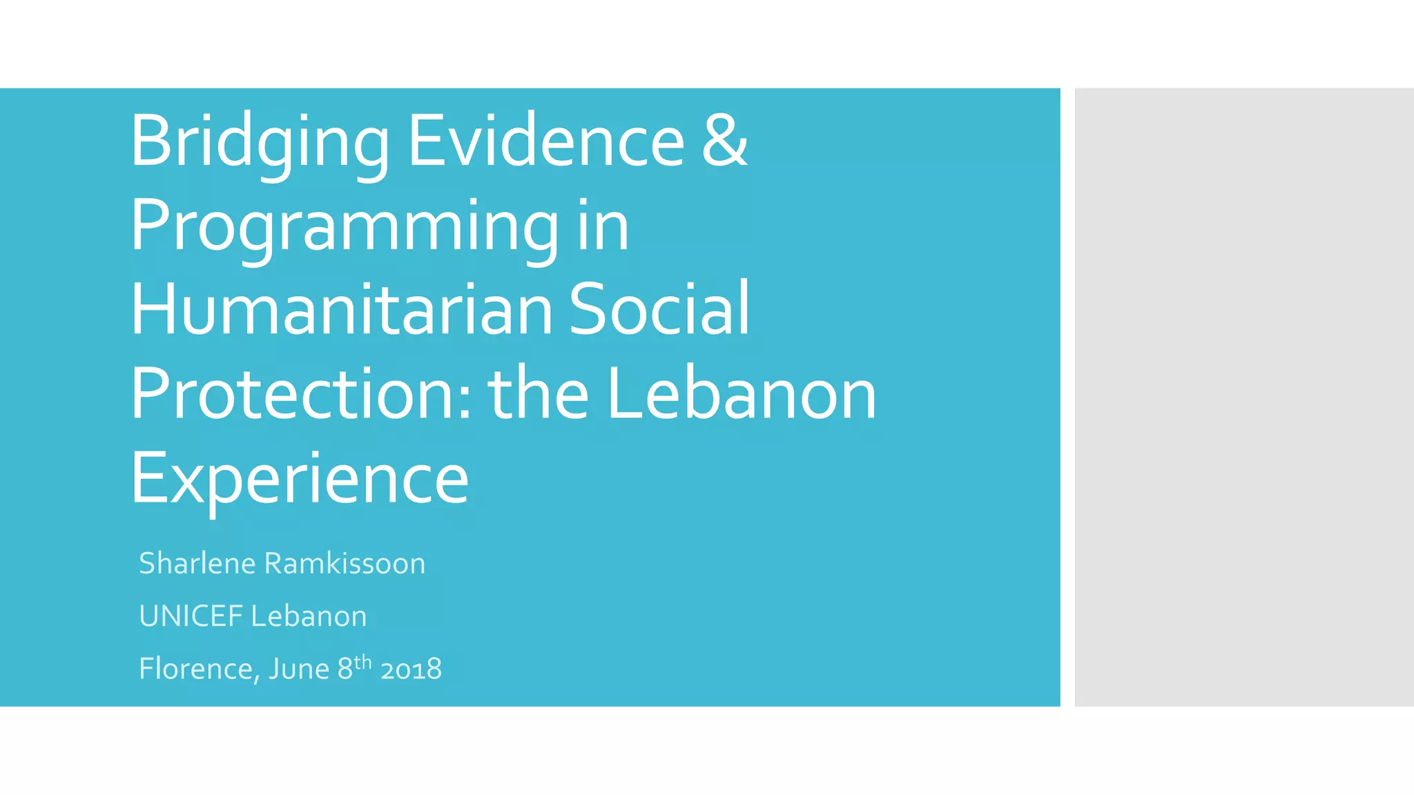 Bridging Evidence & Programming in Humanitarian Social Protection: the ...