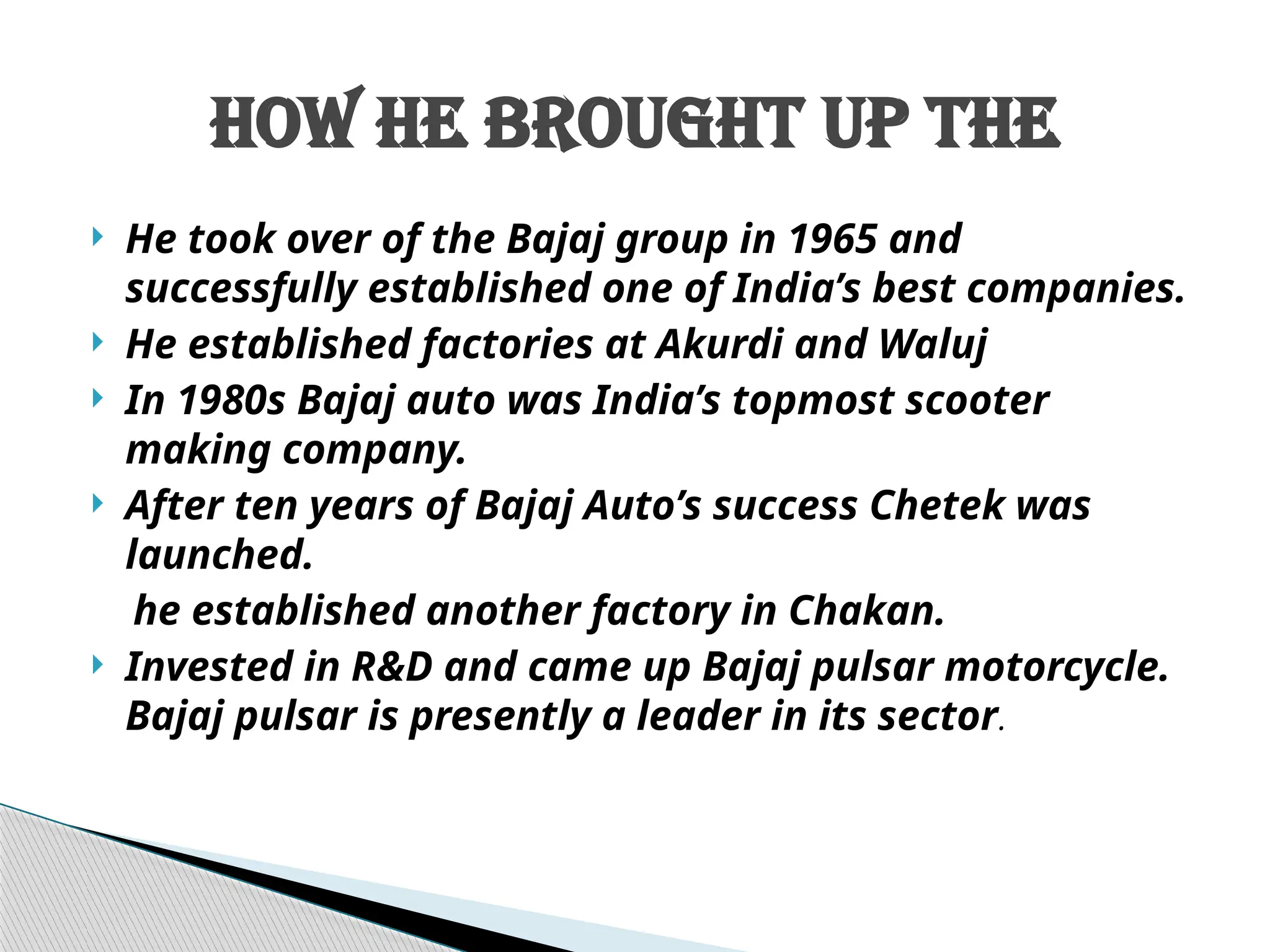 Presentation in Rahul bajaj and about bajaj com | PPT
