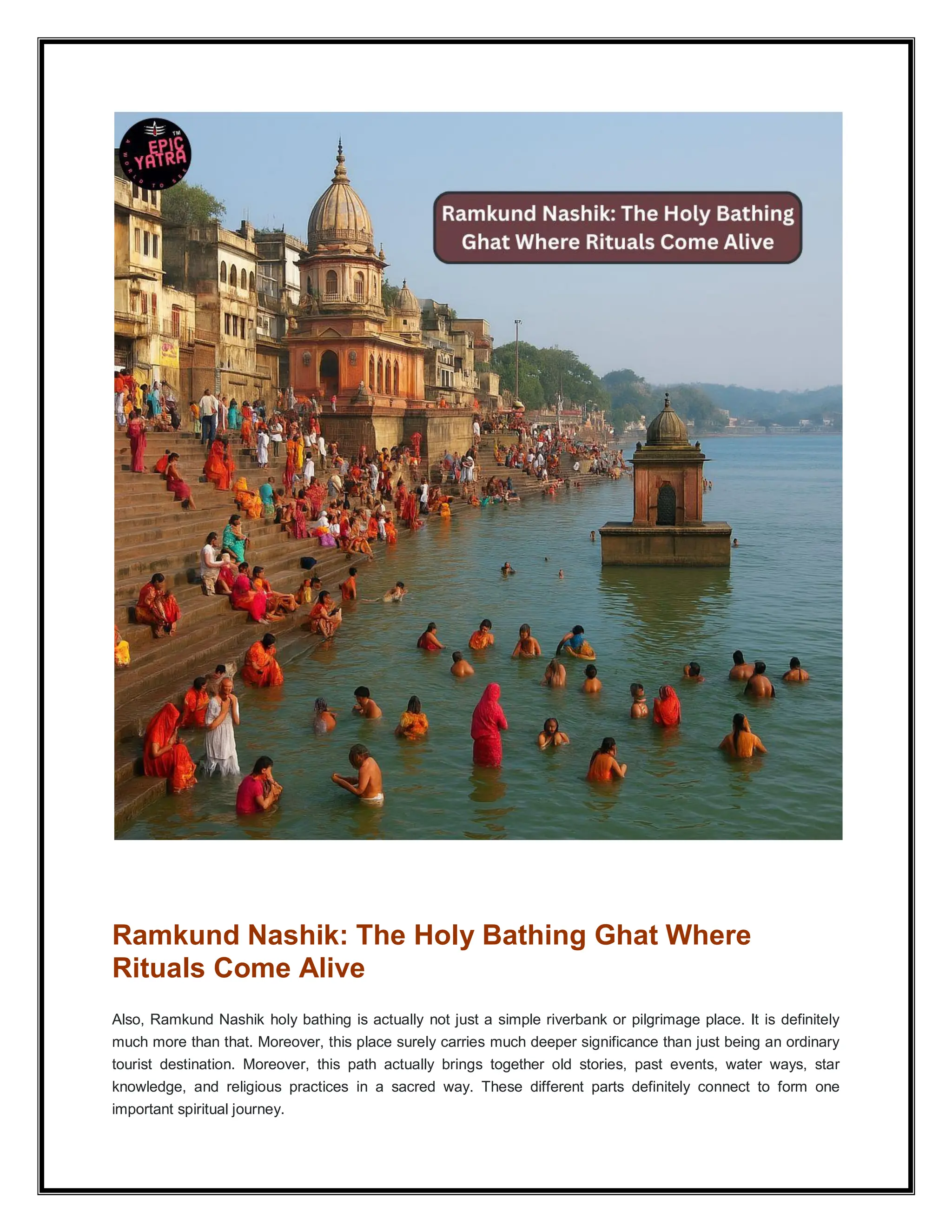 Ramkund Nashik: The holy bathing ghat where rituals come alive | PDF