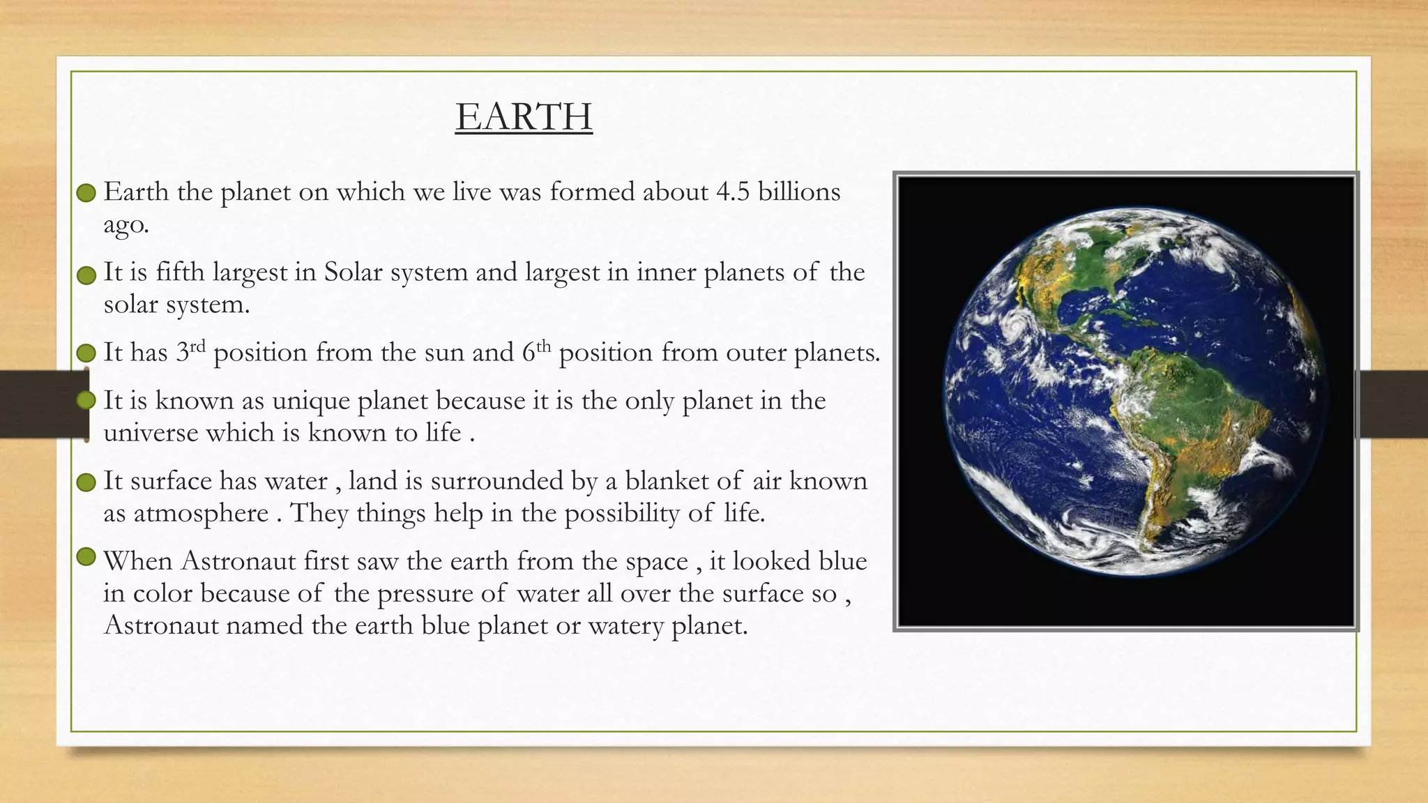EARTH IN SOLAR SYSTEM | PPTX