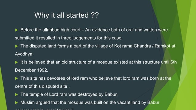 Presentation on the landmark case of Ram mandir | PPTX