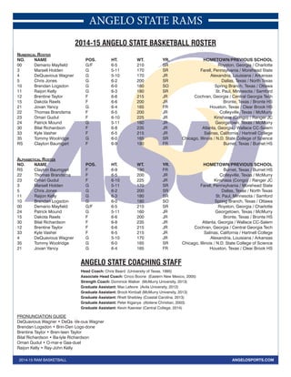 Angelo State Basketball Notes | PDF