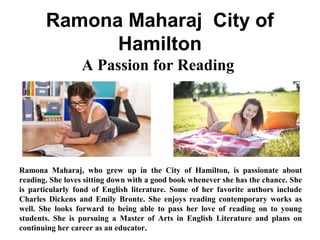 Ramona maharaj city of hamilton a passion for reading | PPT
