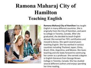 Ramona maharaj city of hamilton a passion for reading | PPT