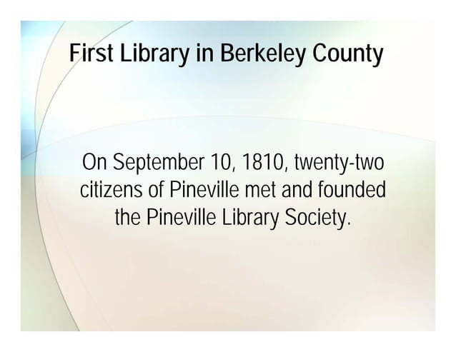 History of the Berkeley County Library System 1936-2011 | PDF ...