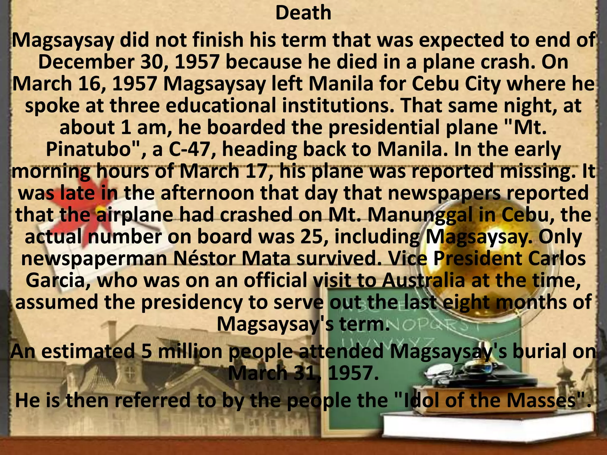 Ramon magsaysay and the philippines at its prime | PPTX
