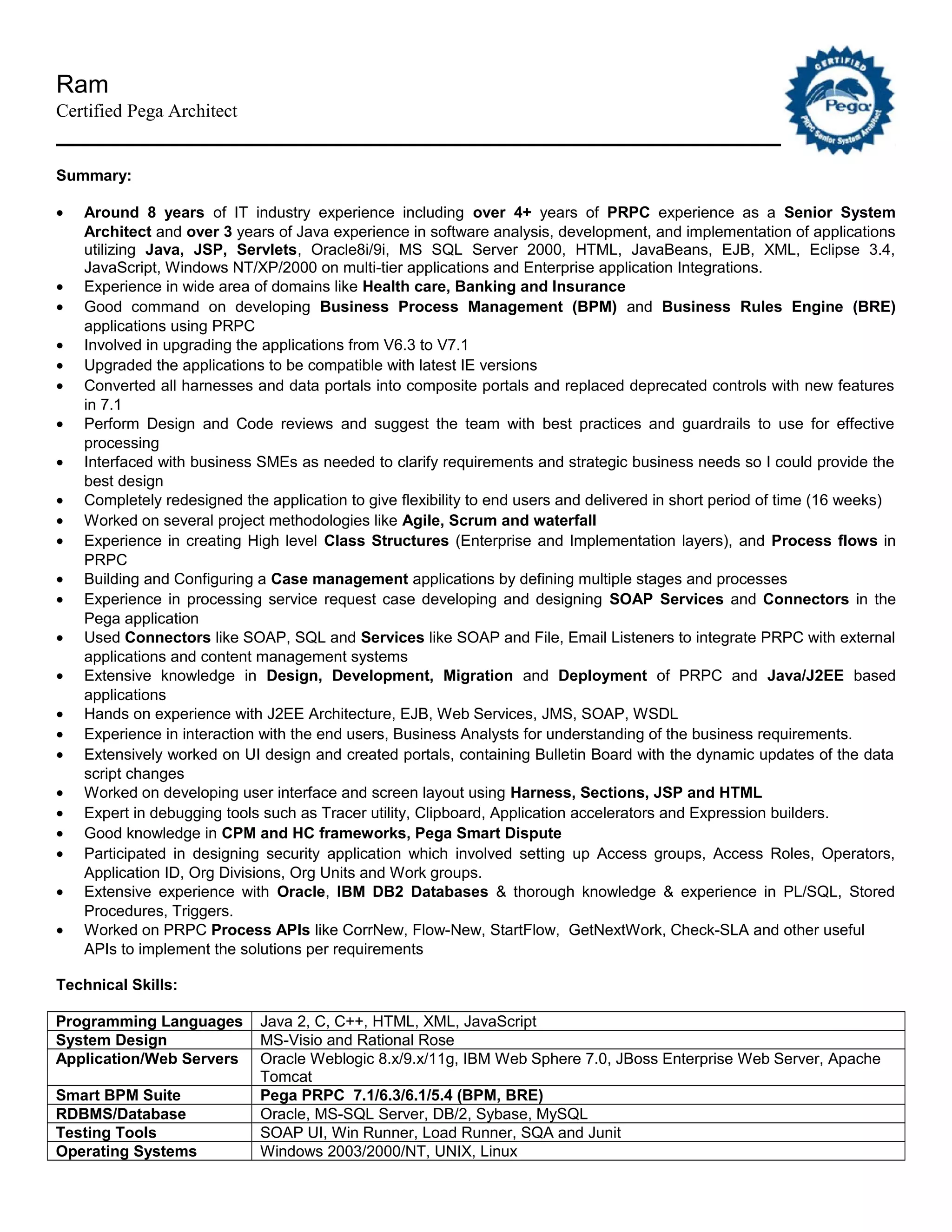 Ram pega cssa resume | DOC