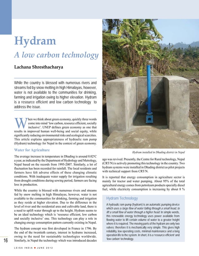 Hydram: A Low Carbon Technology - Lachana Shresthacharya | PDF
