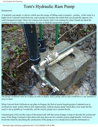 Tom's Hydraulic Ram Pump | PDF