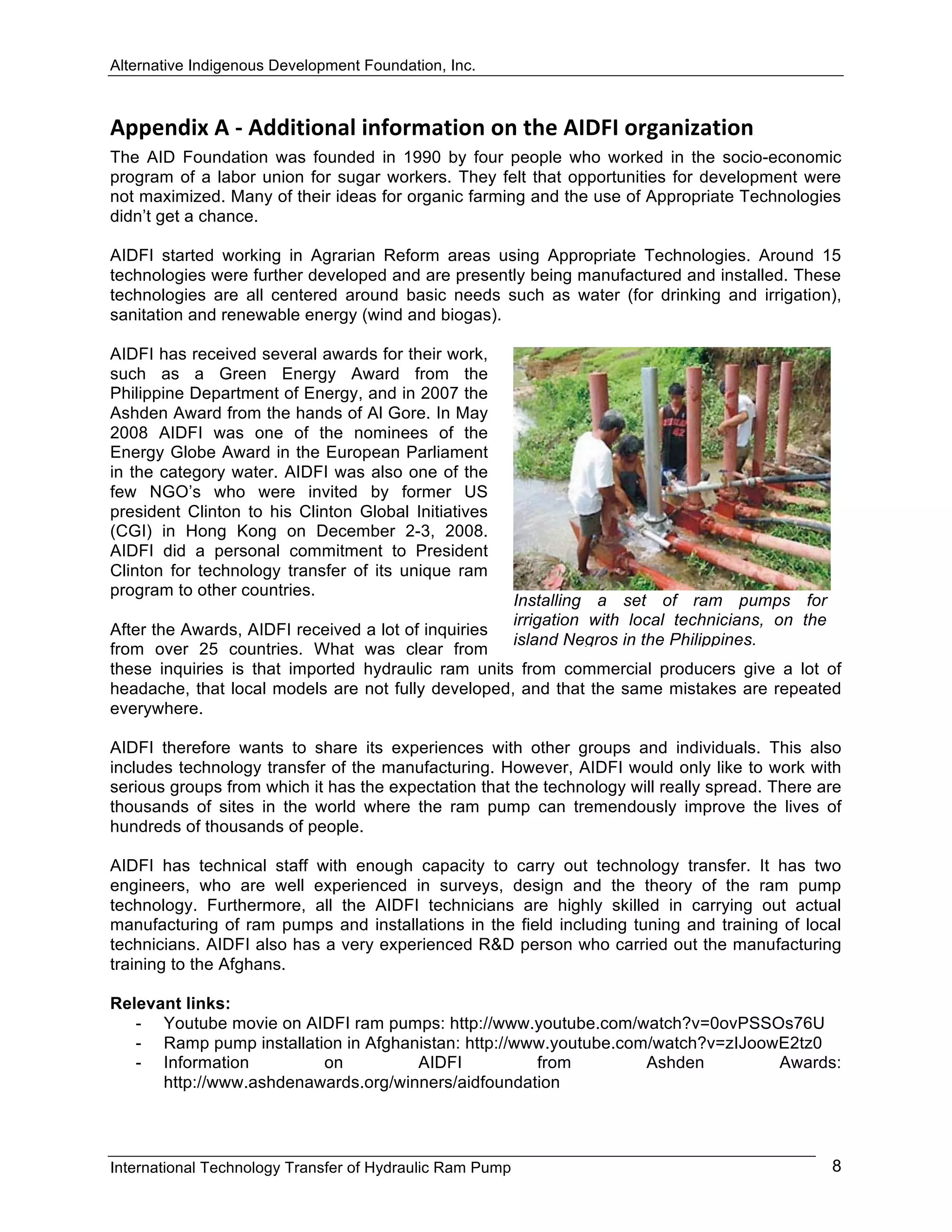 Transfering Hydraulic Ram pump technology from the Philippines to ...