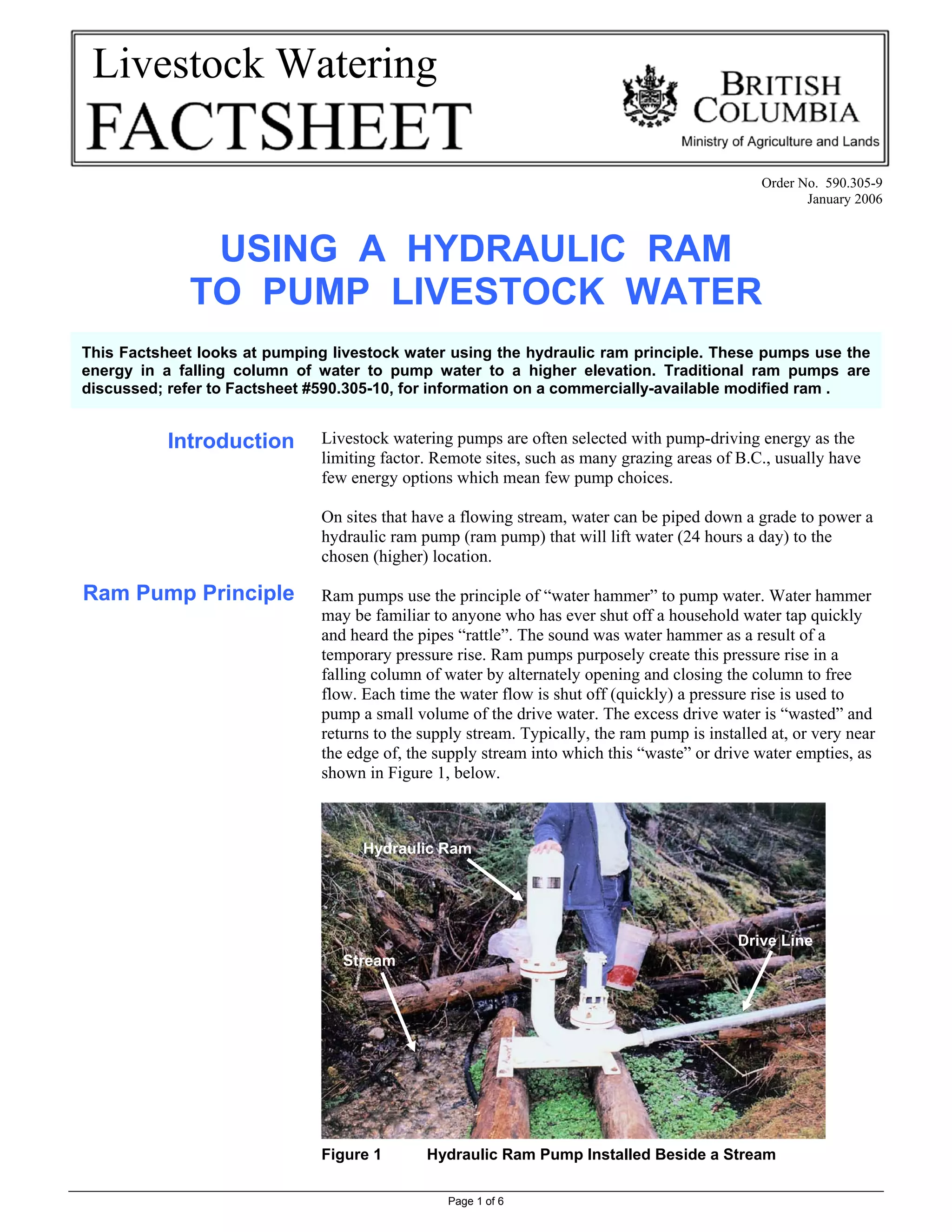 Using A Hydraulic Ram to Pump Livestock Water | PDF