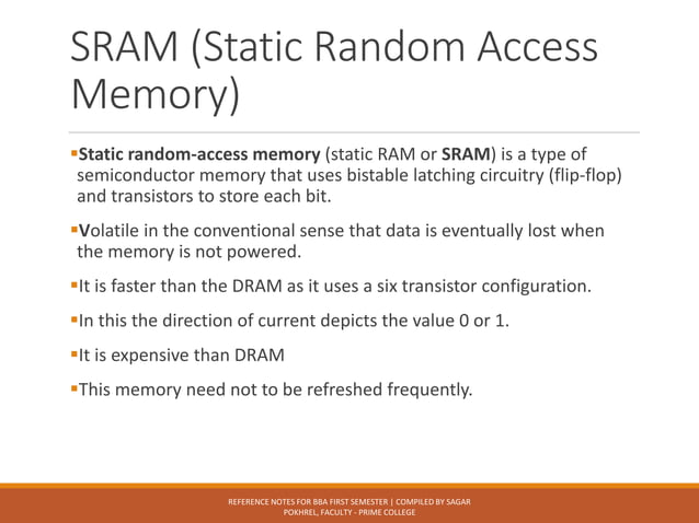 Primary Memory: RAM, ROM and their Types | PDF | Data Storage and ...