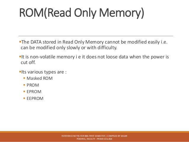 Primary Memory: RAM, ROM and their Types