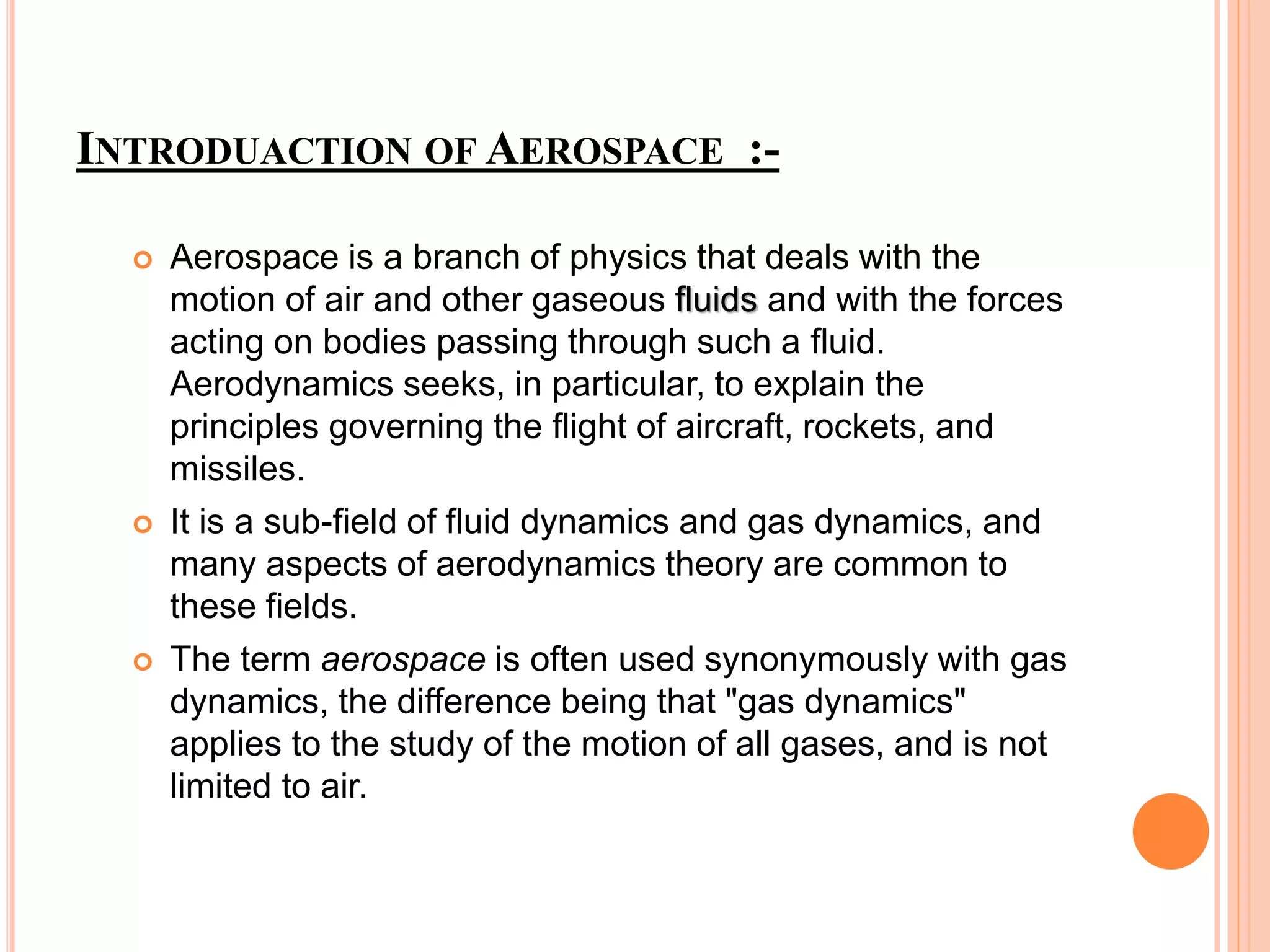 Advantge of Fluid Mechanics in airospace | PPTX