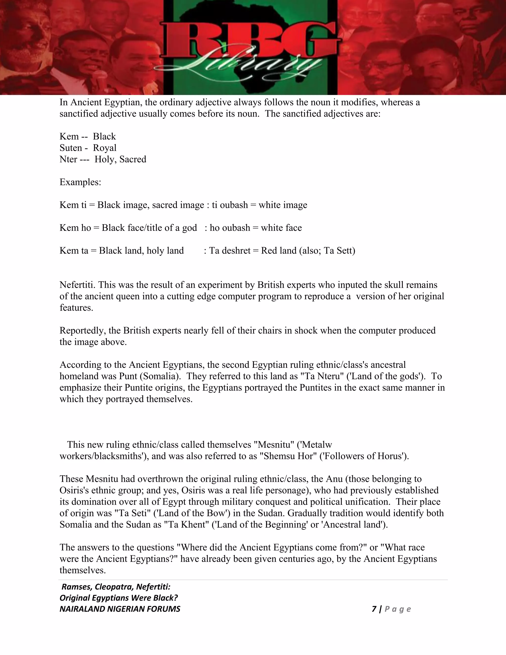 Ramses, Cleopatra, Nefertiti| Original Egyptians Were Black? | PDF