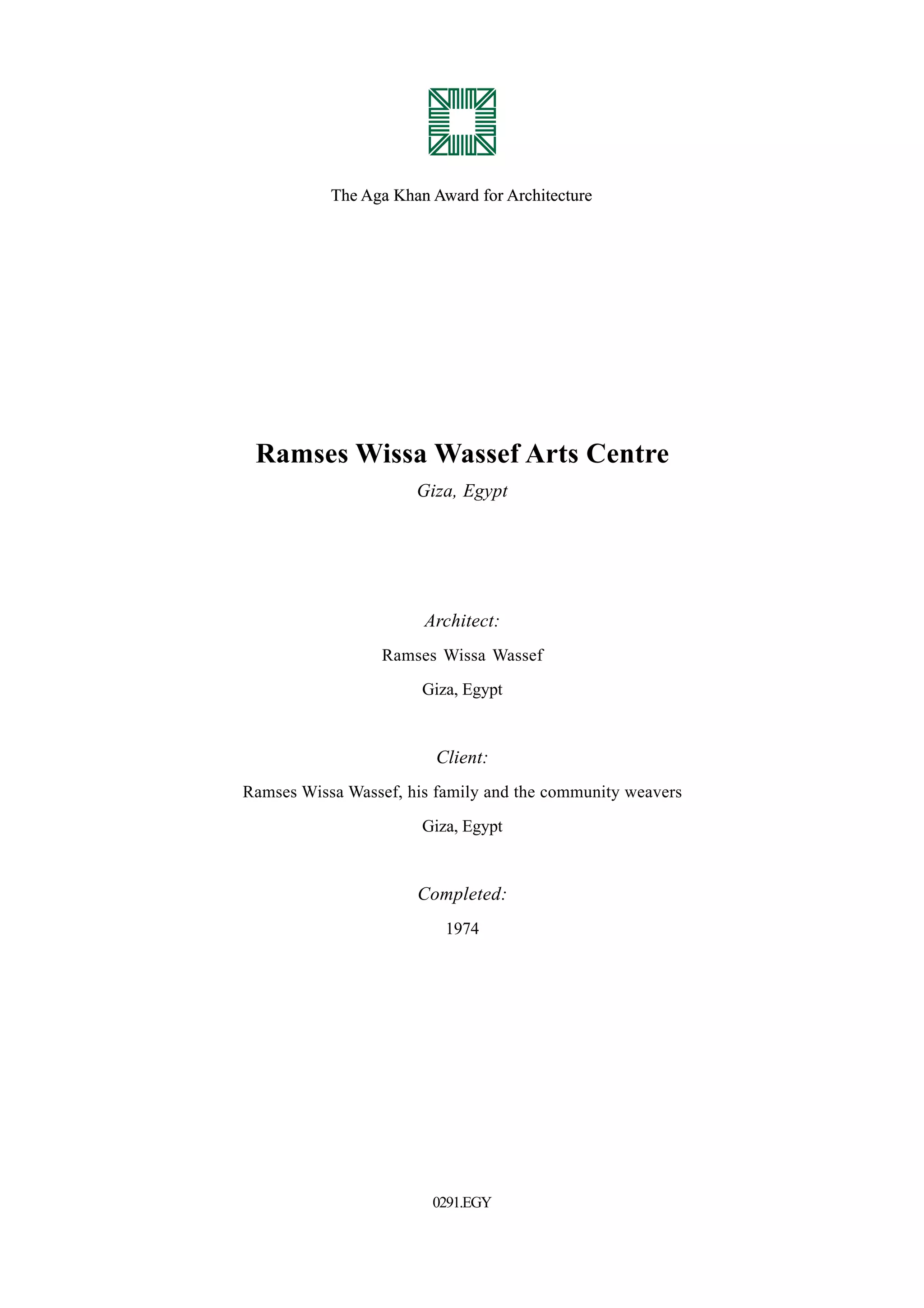 Ramses wissa wassef arts centre | PDF