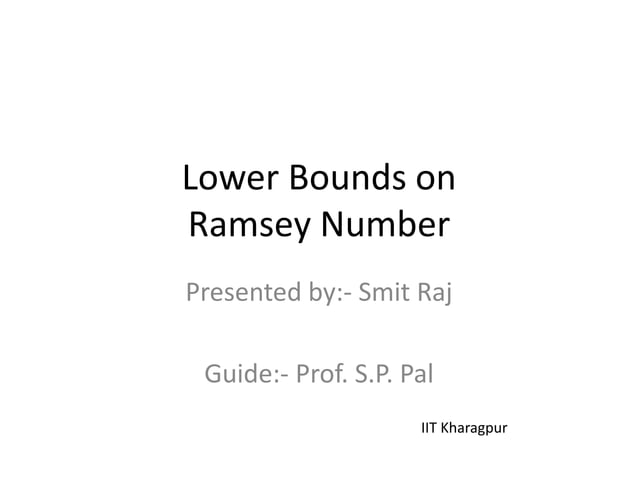 Ramsey number lower bounds | PPT