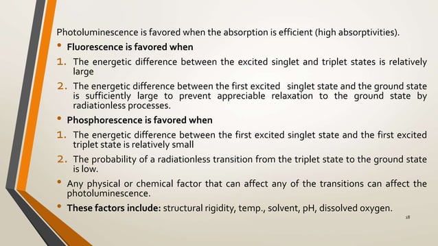 factors affecting fluorescence & phosphorescence | PPTX | Chemistry | Science