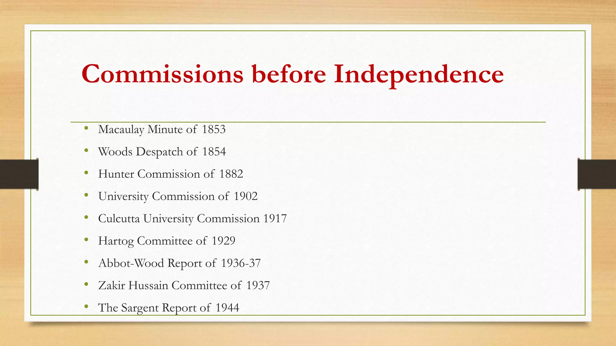 Education Commissions In Colonial India | PPTX