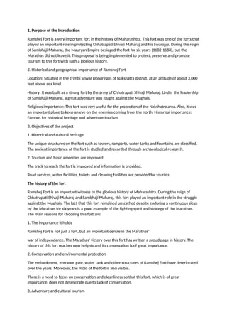information about ramshesh fort situated in nashik district | DOCX