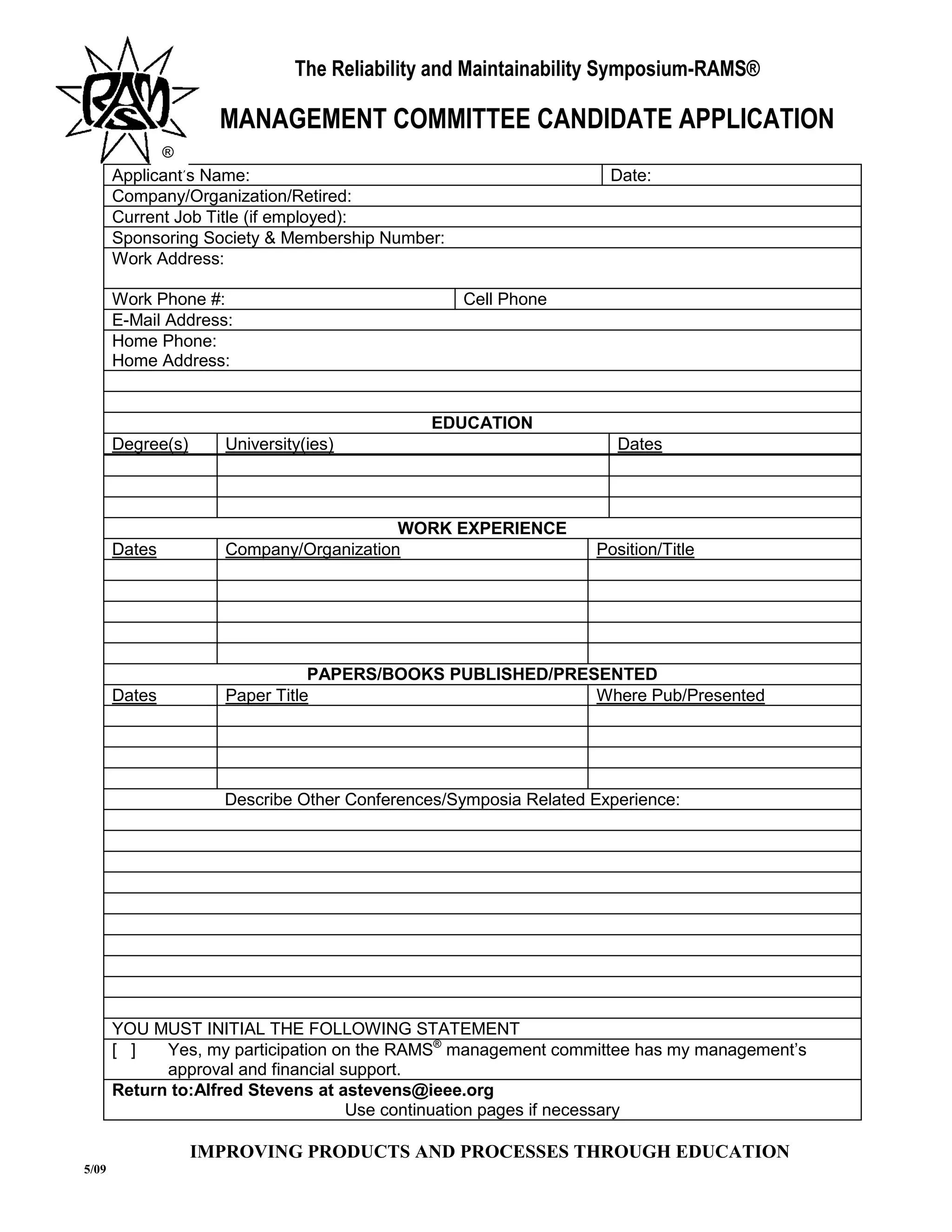 RAMS application form rev may 09 | DOCX