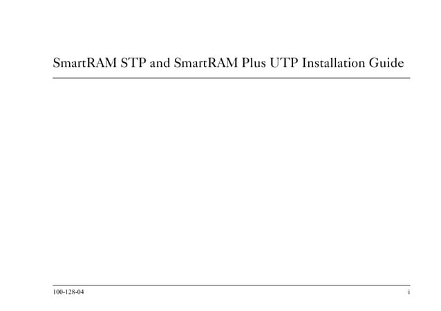 SmartRAM STP and SmartRAM Plus UTP Installation Guide | PDF | Computer Peripherals | Computing