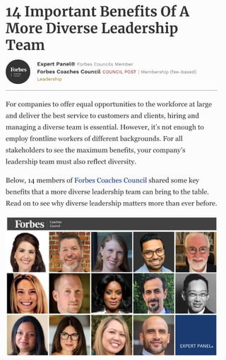14 Important benefits of a more diverse leadership team | PDF