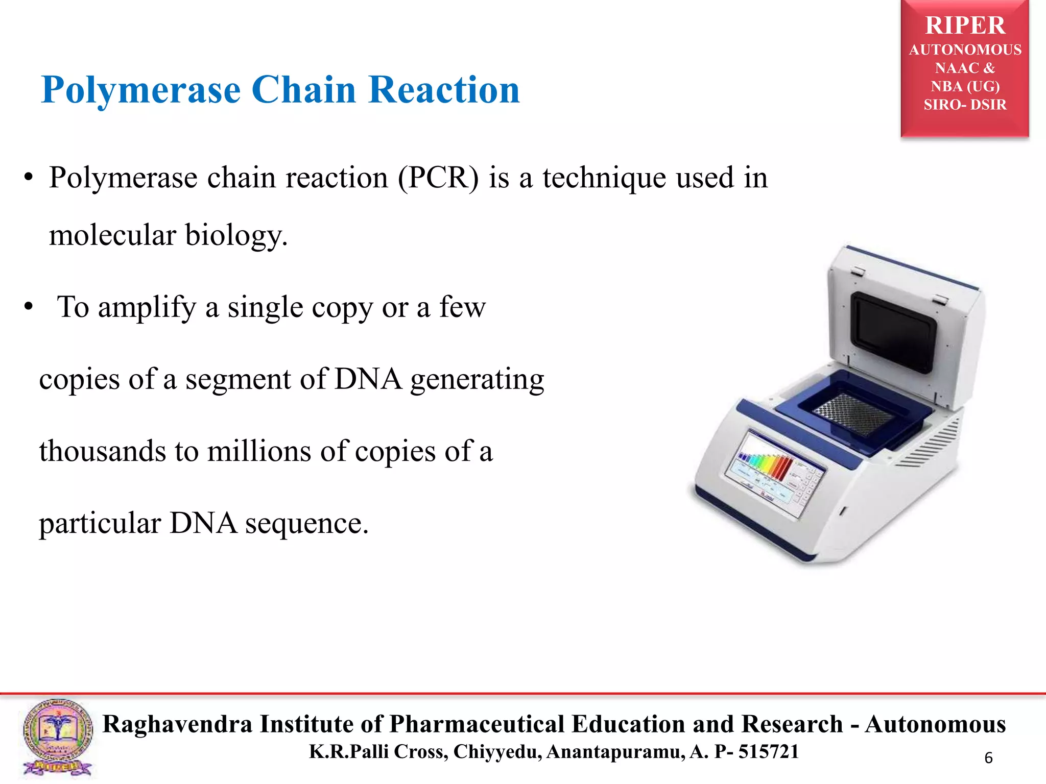 PCR and RT-PCR | PPTX