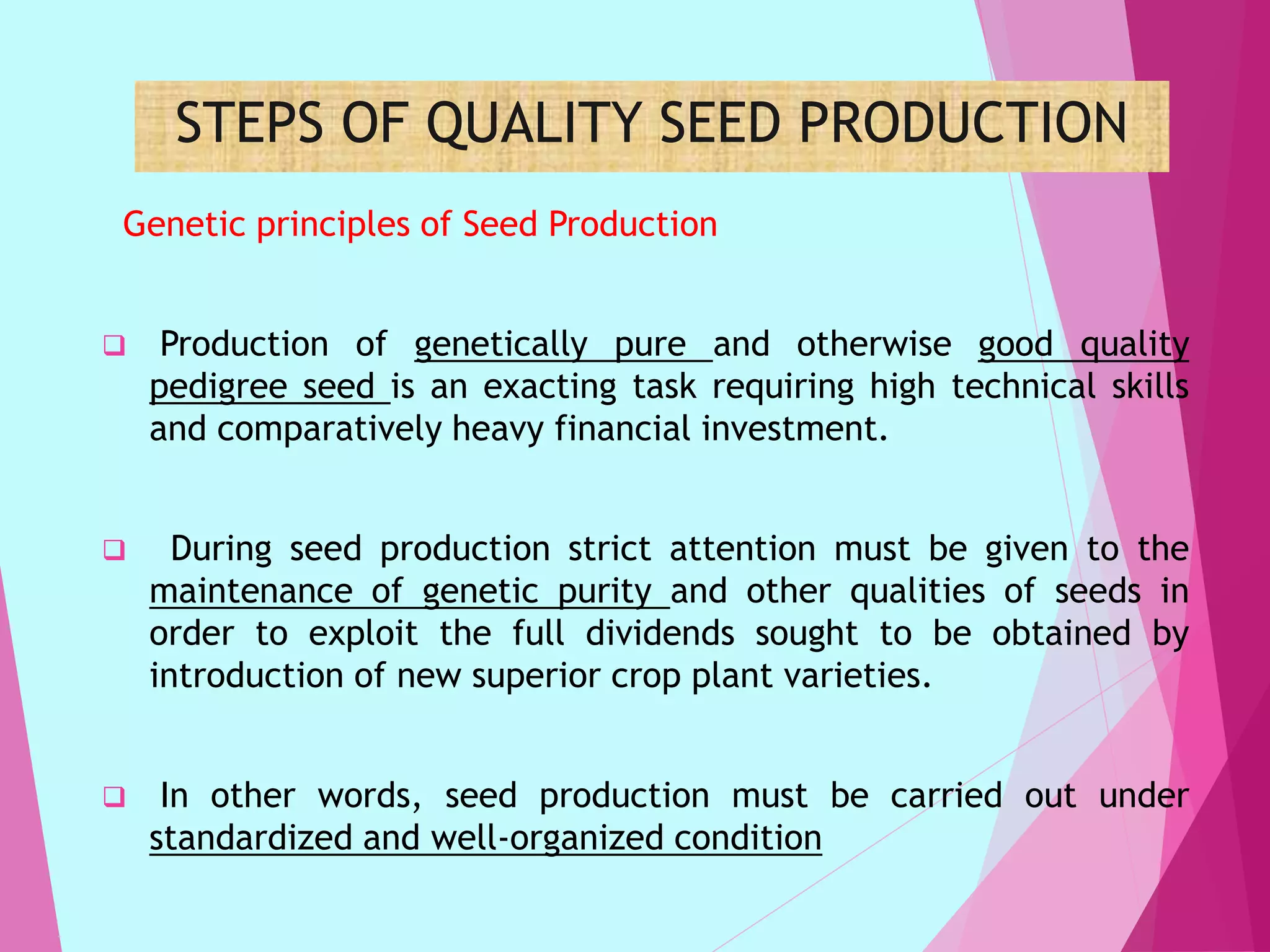 Quality Seed Production in Agriculture | PPTX