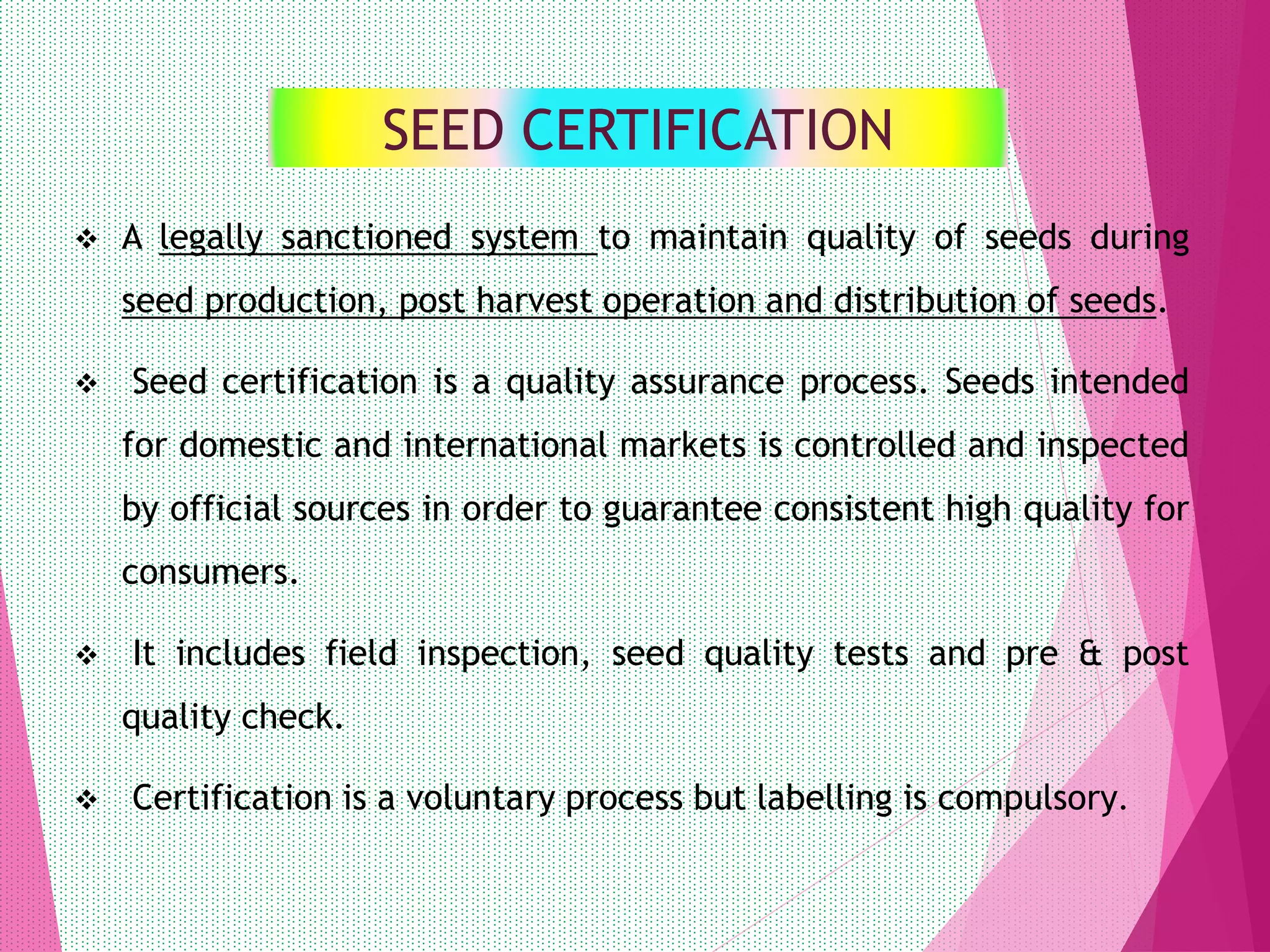 Quality Seed Production in Agriculture | PPTX