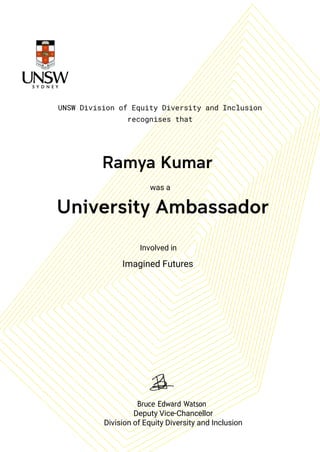 UNSW Division of Equity Diversity and inclusion Ambassador | PDF