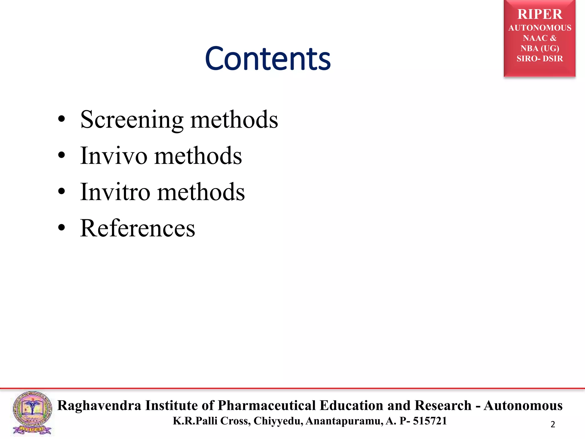 Screening models for Antiulcers | PPTX