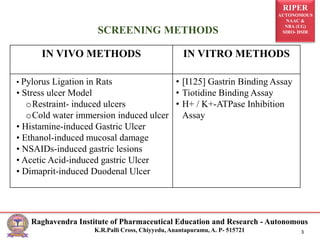 Screening models for Antiulcers | PPTX