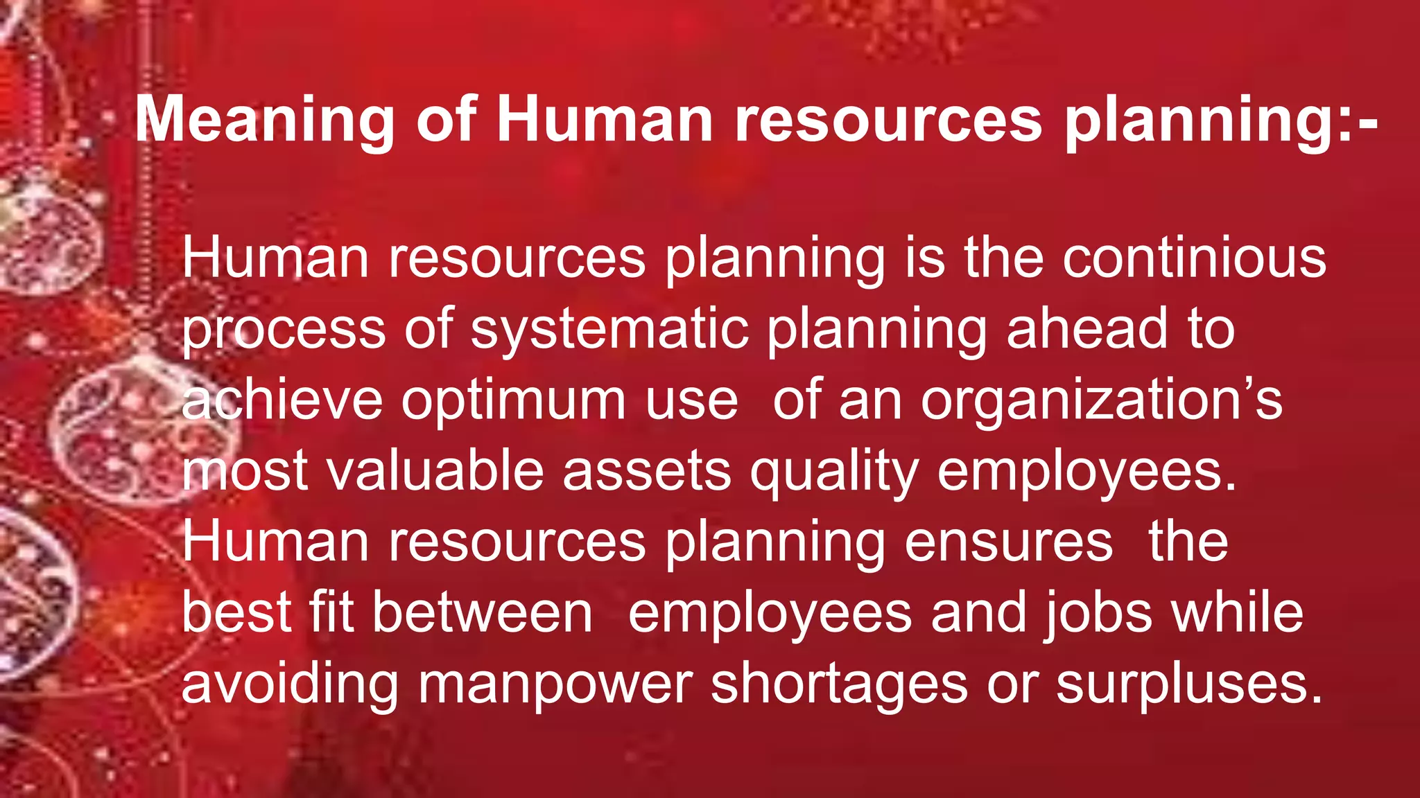 Planning Process in Human Resource Management | PPTX