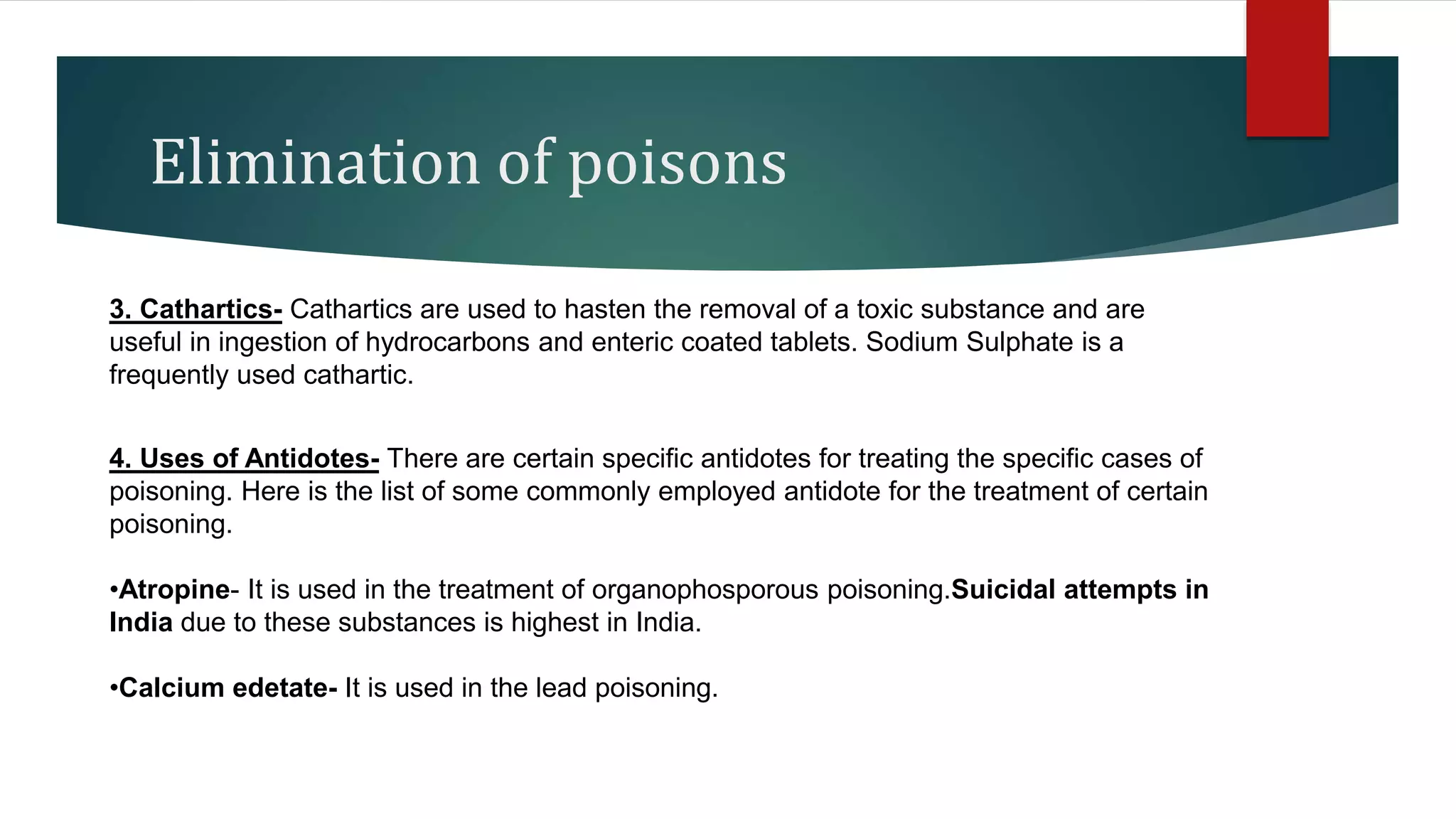 Poisons and principle for treatment of poisoning | PPTX