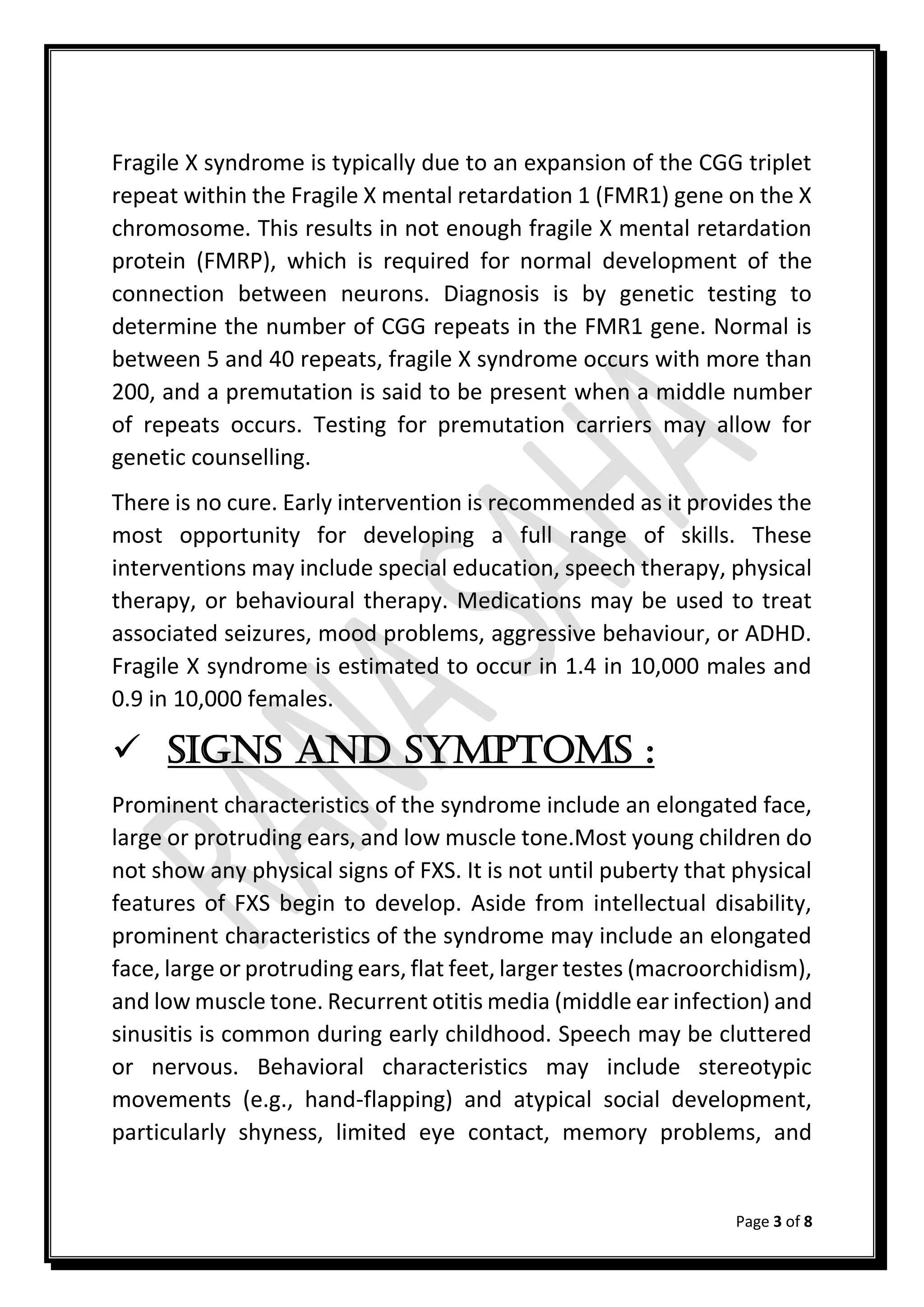 Fragile X syndrome | PDF