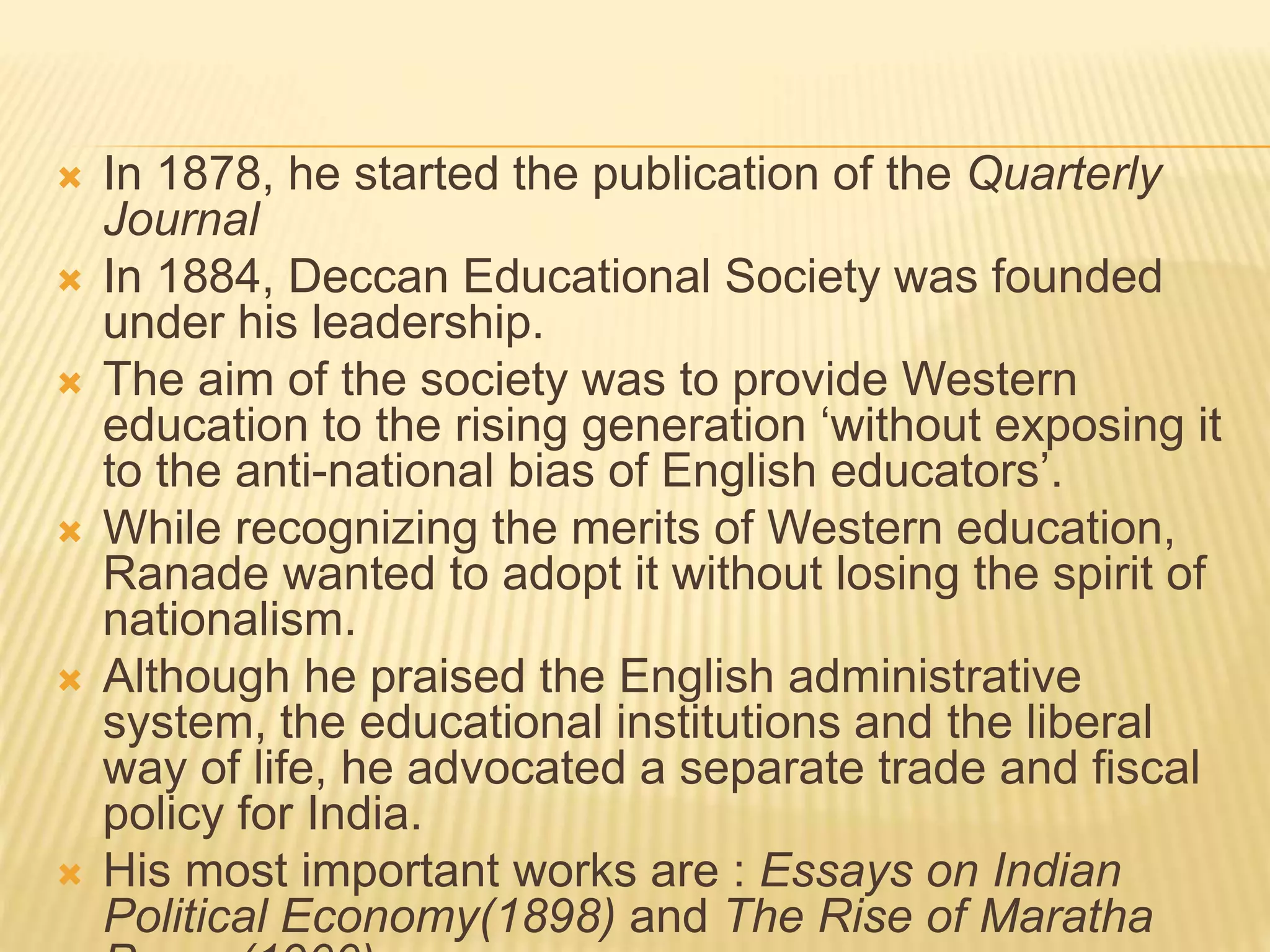 Contributions Of Mahadeo Govind Ranade | PPTX