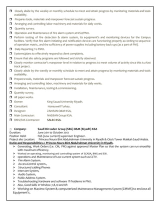 Rana muhammad z ahid cv Fire Alarm Engineer | DOCX