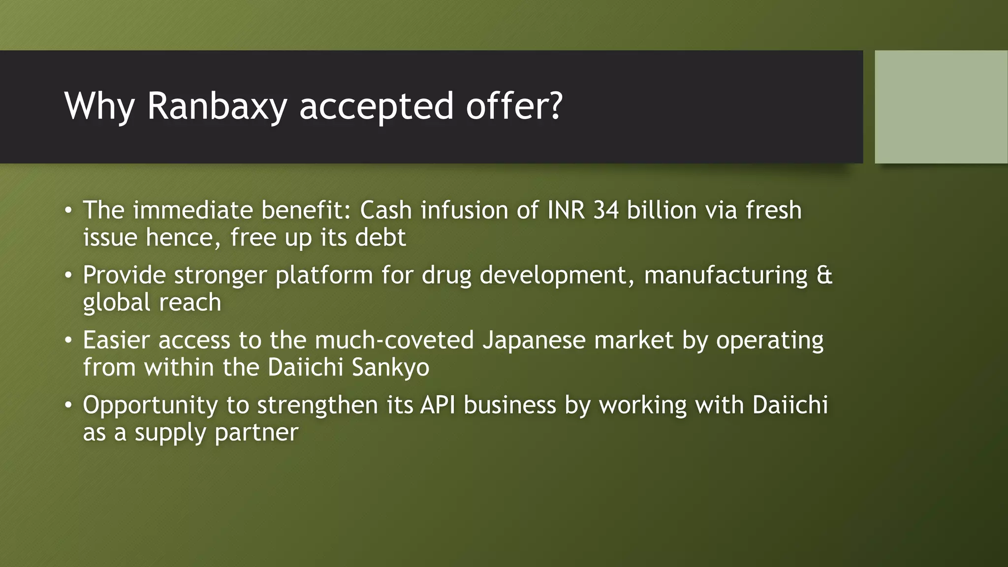 Ranbaxy and daiichi case study | PPTX