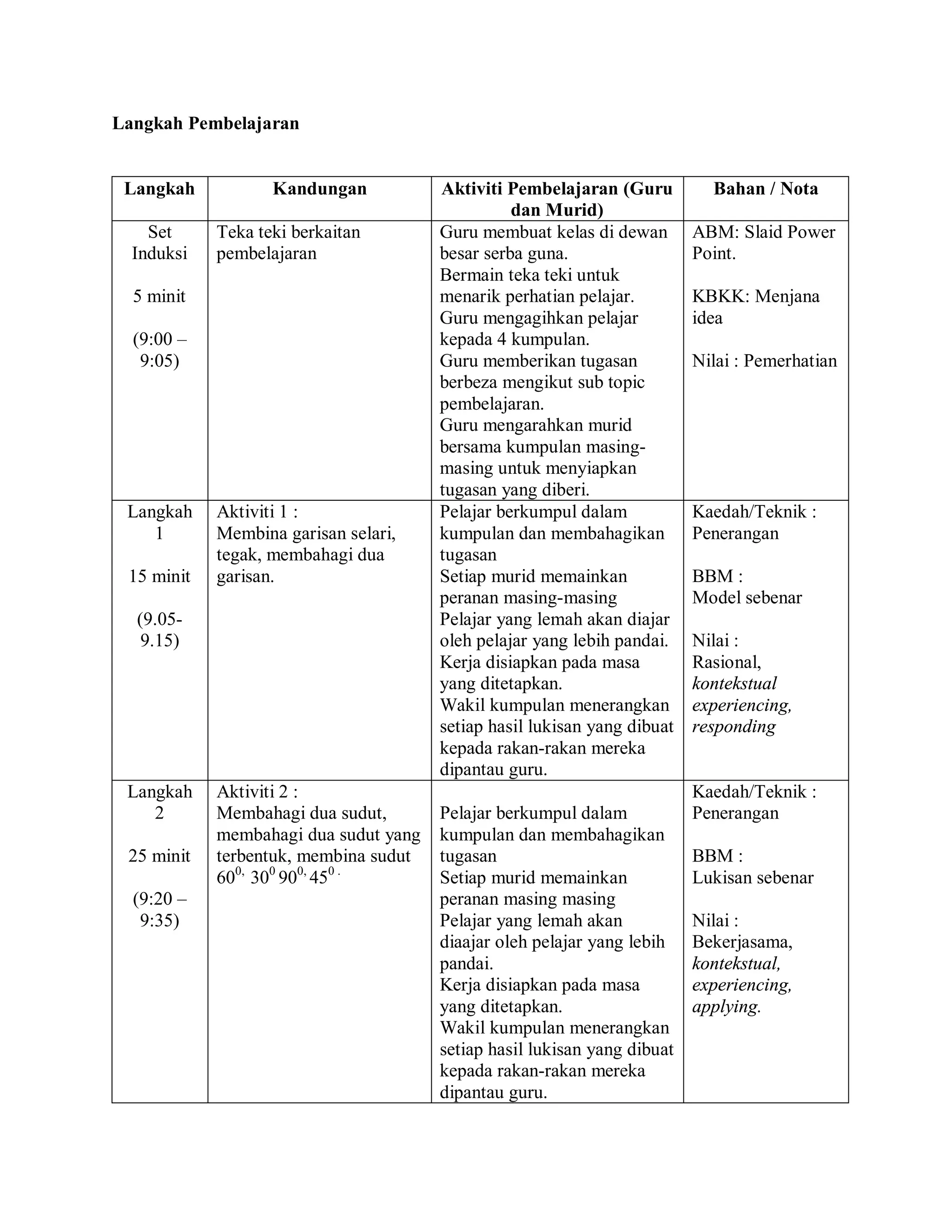 Rancangan.mengajar(pelajar) | PDF