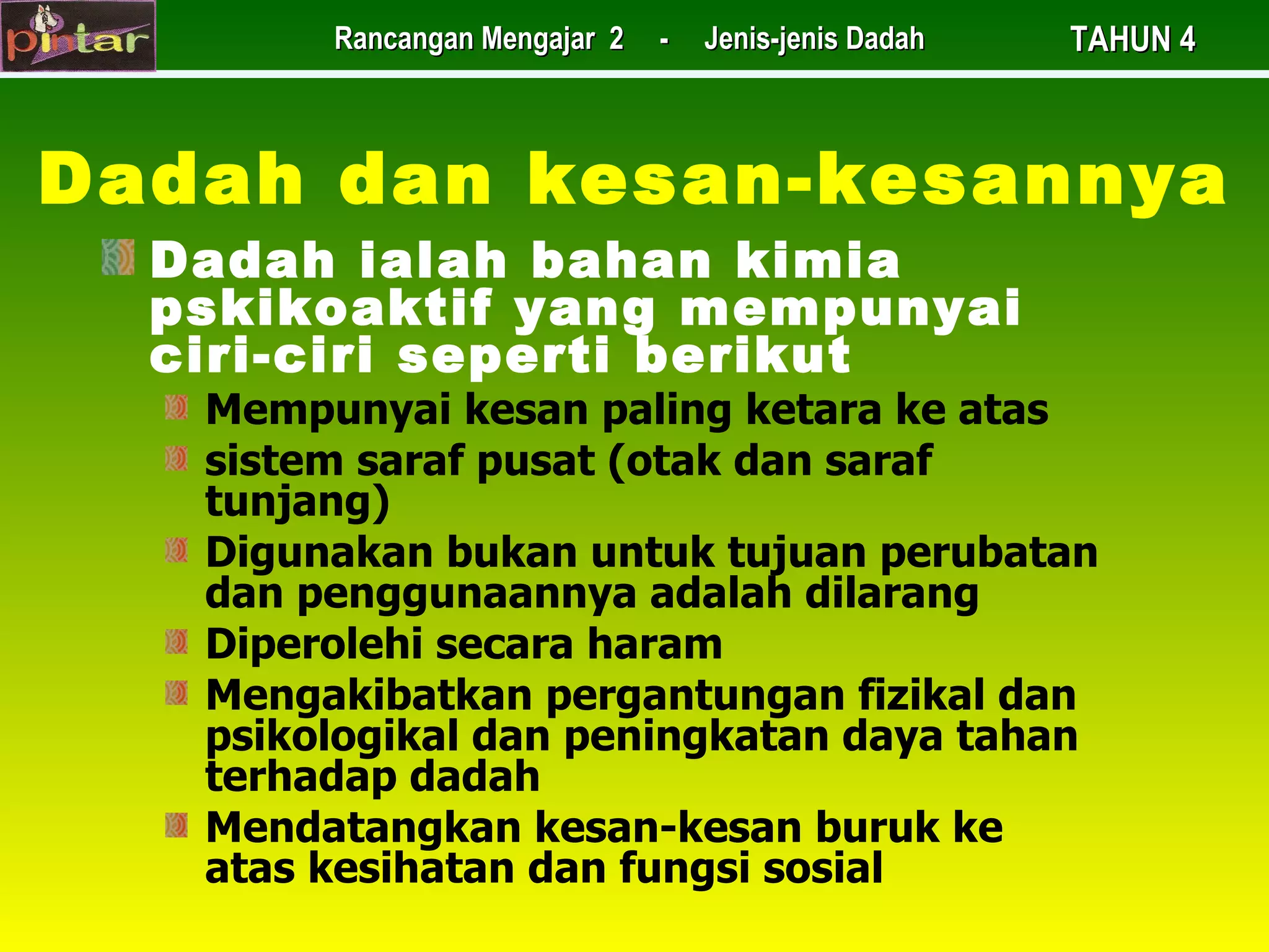 Jenis-Jenis Dadah | PPT