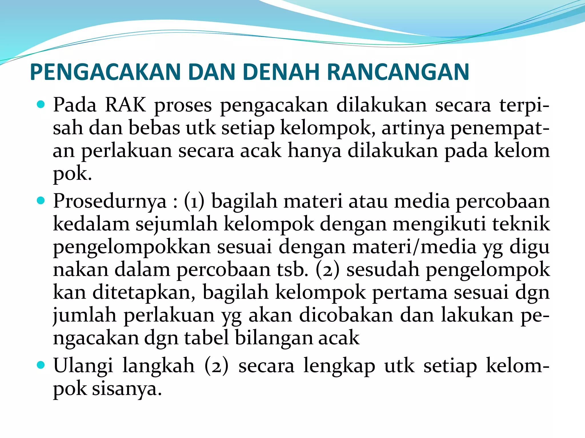 Rancangan acak kelompok (RAK) | PPTX